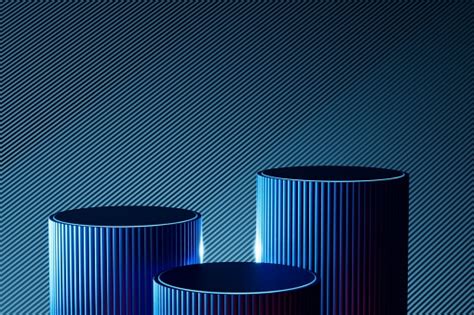 파란색 배경에 제품이나 텍스트를 배치하는 둥근 파란색 연단 복사 붙여 넣기 공간 복사 3d 렌더링 0명에 대한 스톡 사진 및 기타 이미지 Istock