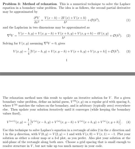 Solved Problem 3 Method Of Relaxation This Is A Numerical