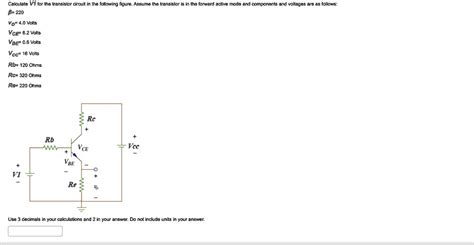 Solved Calculate V1 For The Transistor Circuit In The Following Figure