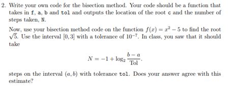 Solved Matlab Code Function C N Mybisectionmethodf