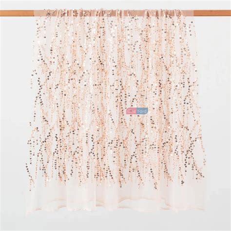 Rose Gold Fringe Sequin Vertically Down Mesh Fabric Oneyard