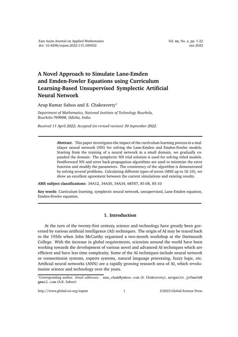 Pdf A Novel Approach To Solve Lane Emden And Emden Fowler Types Of