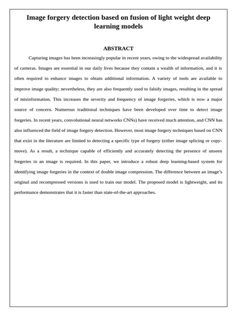 Image Forgery Detection Abstract Pdf
