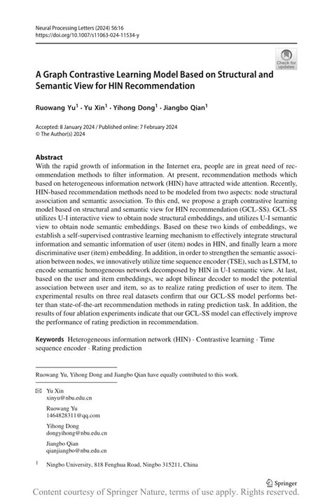 Pdf A Graph Contrastive Learning Model Based On Structural And Semantic View For Hin