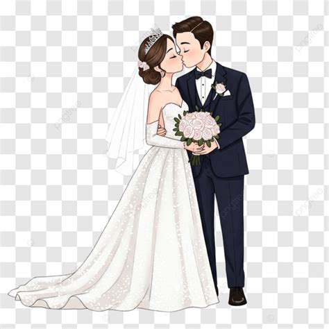 웨딩 커플 신랑과 신부 클립 아트 키스 만화 Chibi 캐릭터 함께 서 있습니다 웨딩 커플 웨딩 커플 그림 커플 키스 Png 일러스트 및 이미지 에 대한 무료 다운로드