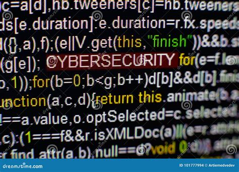 Macro Photo Of Computer Screen With Program Source Code And Highlighted