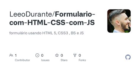 GitHub LeeoDurante Formulario HTML CSS JS formulário usando