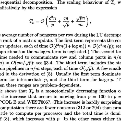 Shows The Time Tp Of Parallel Lu Decomposition On P Processors And The