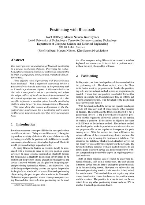pdf positioning with bluetooth