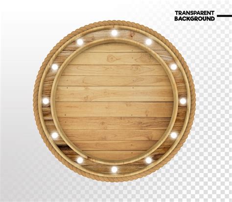 Premium Psd Rounded Frame With Lights And Wood In Realistic 3d Render