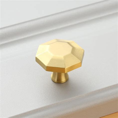 Dapaniy Solid Brass Knobs Brushed Gold Knobs Octagonal Cabinet Dresser