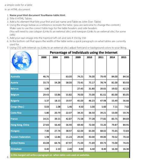 Solved A Simple Code For A Table In An HTML Document 1 Chegg Com