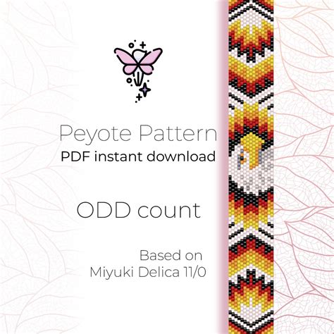 Fire Eagle Native Peyote Pattern Odd Count Peyote Bracelet