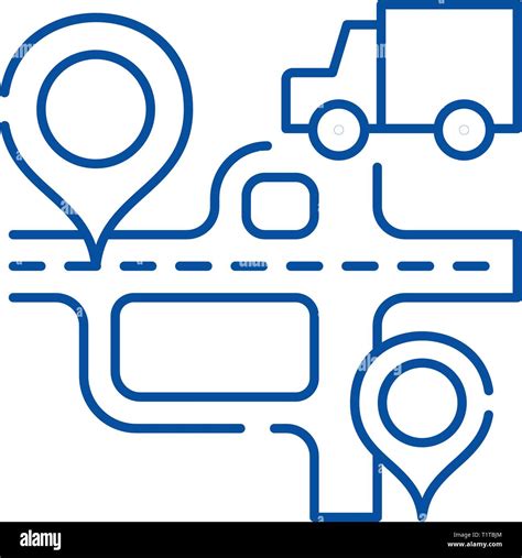 Route Navigation Line Icon Concept Route Navigation Flat Vector Symbol