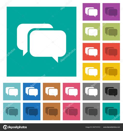 Two Rounded Square Chat Bubbles Solid Multi Colored Flat Icons Stock Vector By Renegadehomie