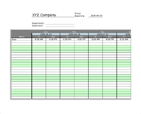 12 Printable Time Card Templates Doc Excel Pdf