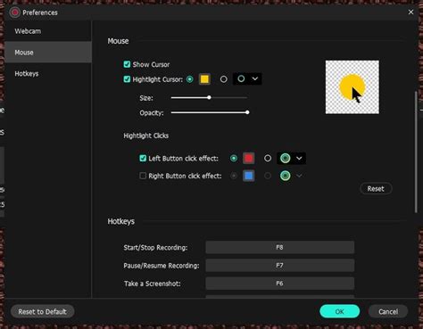 mouse cursor blob in acemovi editor screen recording super user