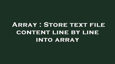 Array Store Text File Content Line By Line Into Array Youtube