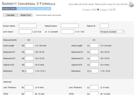 Oftalmología Calculadoras Oftalmológicas