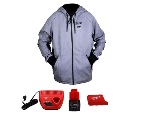 Milwaukee 306g 21s M12 Lithium Ion Gray Heated Jacket Hoodie Kit Smal