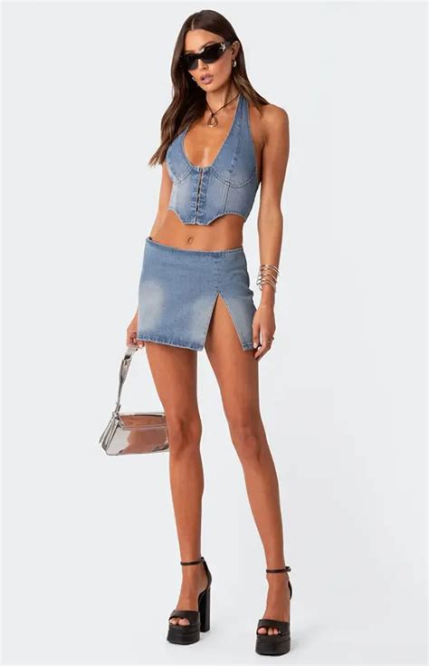 Denim Mini Skirt Outfit Ideas Flirty Edgy And Fun