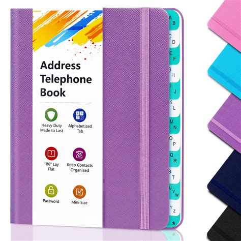 Meteorock Telephone Address Book Pocket Size 6 1x4 72in Purple