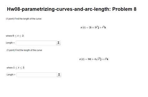 solved hw08 parametrizing curves and arc length problem 8