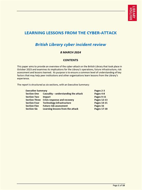 British Library Cyber Incident Review 8 March 2024 Pdf Security Computer Security