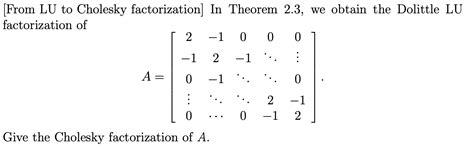 solved from lu to cholesky factorization] in theorem 2 3