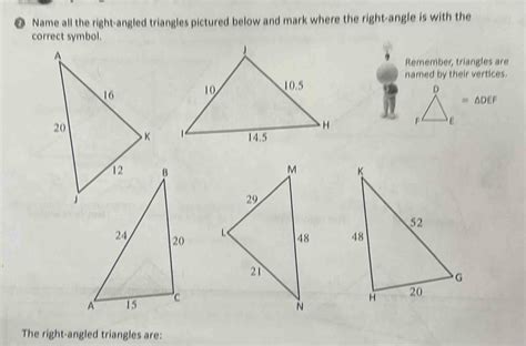 Solved D Name All The Right Angled Triangles Pictured Below And Mark
