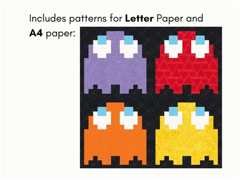 Pacman Ghost Quilt Block 1 Foundation Paper Piecing 16x16 Etsy