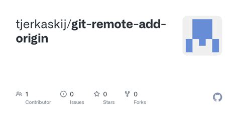 GitHub Tjerkaskij Git Remote Add Origin