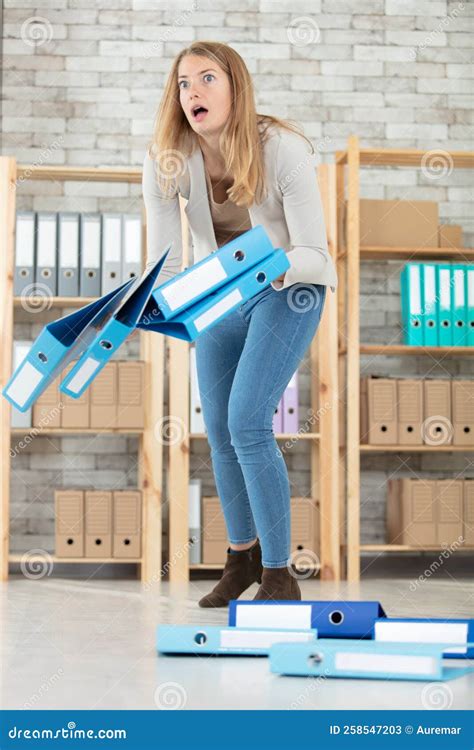 Business Woman Dropping Folders In Office Stock Image Image Of Office