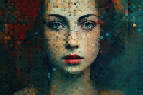 Premium Ai Image A Female Face In A Pixelated Version