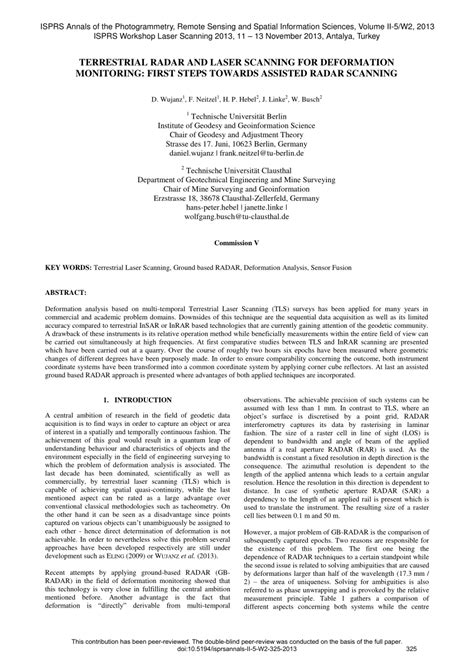 Pdf Terrestrial Radar And Laser Scanning For Deformation Monitoring