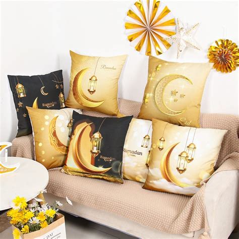 4545cm Eid Mubarak Pillow Case Cover Islamic Muslim Sofa Cushion Cover