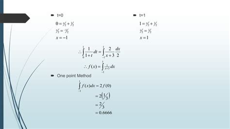Numerical Integrationgaussian Integration One Point Two Point And