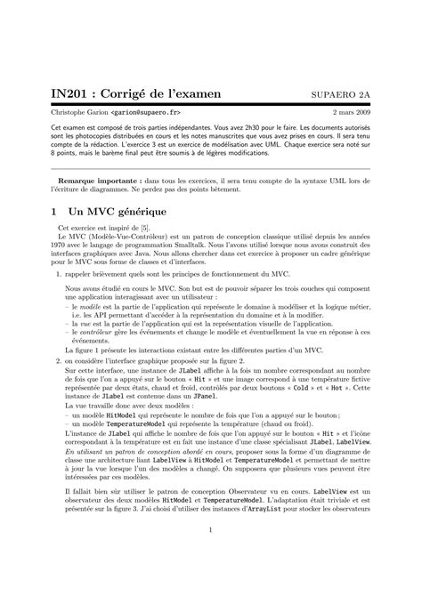 SOLUTION Examen corrigéen Génie logiciel MVC Studypool