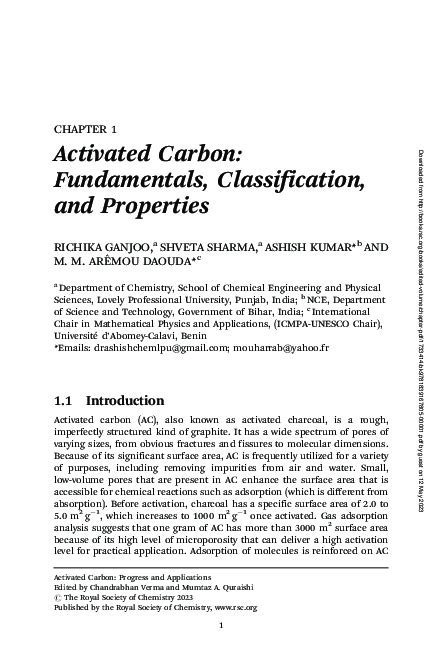 Pdf Activated Carbon Fundamentals Classification And Properties