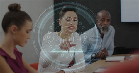 Animation Of Cyber Security Text And Fingerprint Scanner Over Biracial