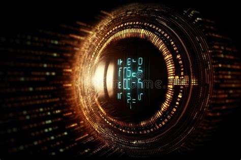 Human Eye With Binary Code In Pupil High Quality Illustration