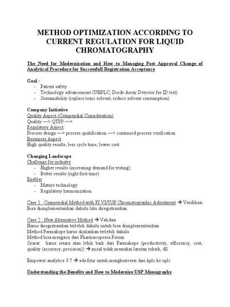 Method Optimization According To Current Regulation For Liquid Chromatography Download Free