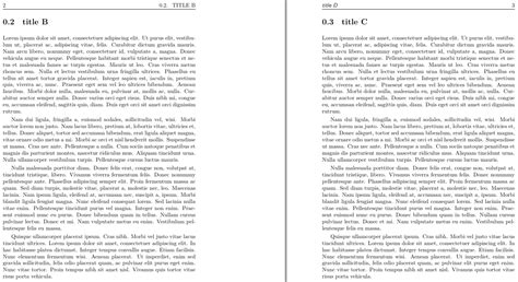 sectioning section header text appearing one page early in a specific