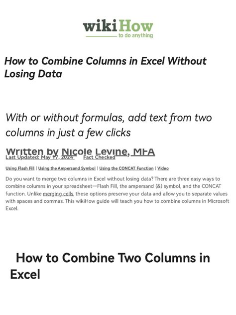 How To Combine Columns In Excel Without Losing Data Pdf Microsoft