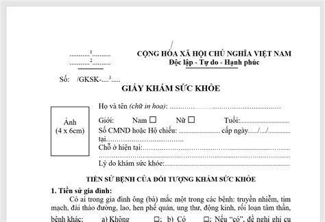 Mẫu giấy khám sức khỏe hiện nay được quy định thế nào