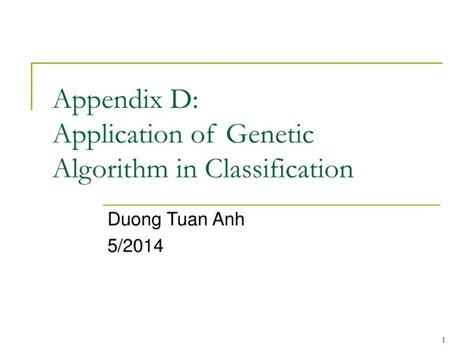 Ppt Appendix D Application Of Genetic Algorithm In Classification