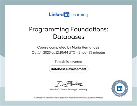I Finished The Course “programming Foundations Databases” Maria