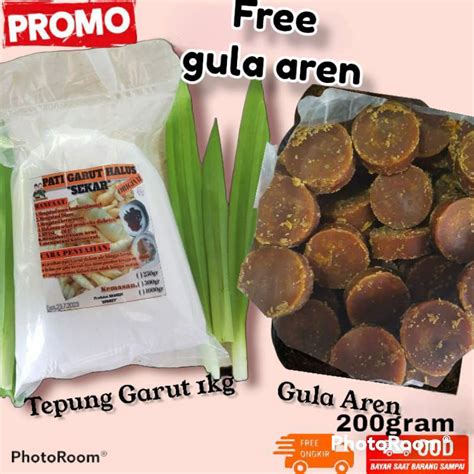 Jual Tepung Pati Garut Asli 1kg Bonus Gula Aren Asli 200gram Shopee