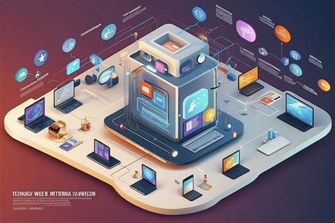 Technology Integrated 3d Web Icons Digital Network Isometric Progress Concept Graphic Design