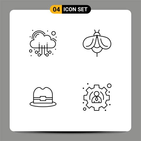 Set Of 4 Modern Ui Icons Symbols Signs For Cloud Tourism Web Honey Management Editable Vector